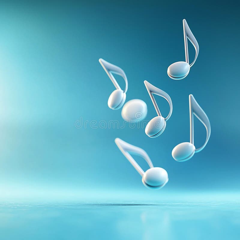 Floating Music Notes Create Serene Atmosphere Against Blue Background ...