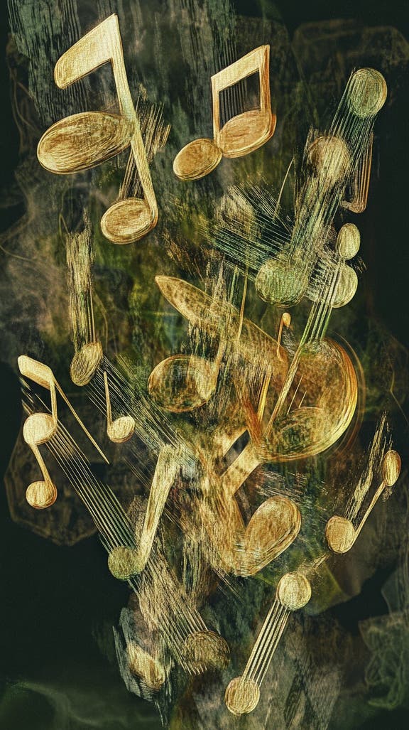 Floating Music Notes Creating a Rhythmic Wave Effect Stock Illustration ...