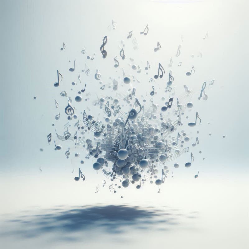 Floating Music Notes Gently Drift Across a Clean White Backdrop ...