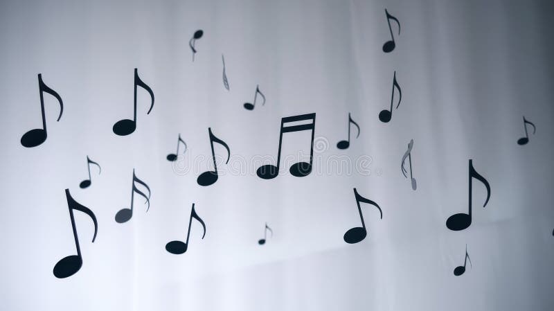 Floating Music Notes Gently Drift Across a Clean White Backdrop ...