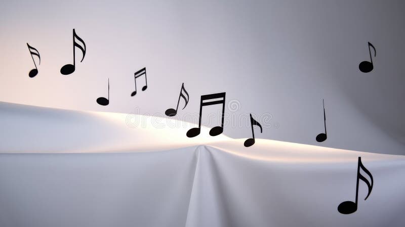 Floating Music Notes Gently Drift Across a Clean White Backdrop ...
