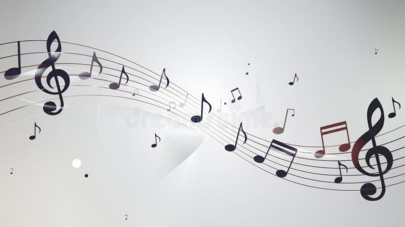 Floating Music Notes Gently Drift Across a Clean White Backdrop ...