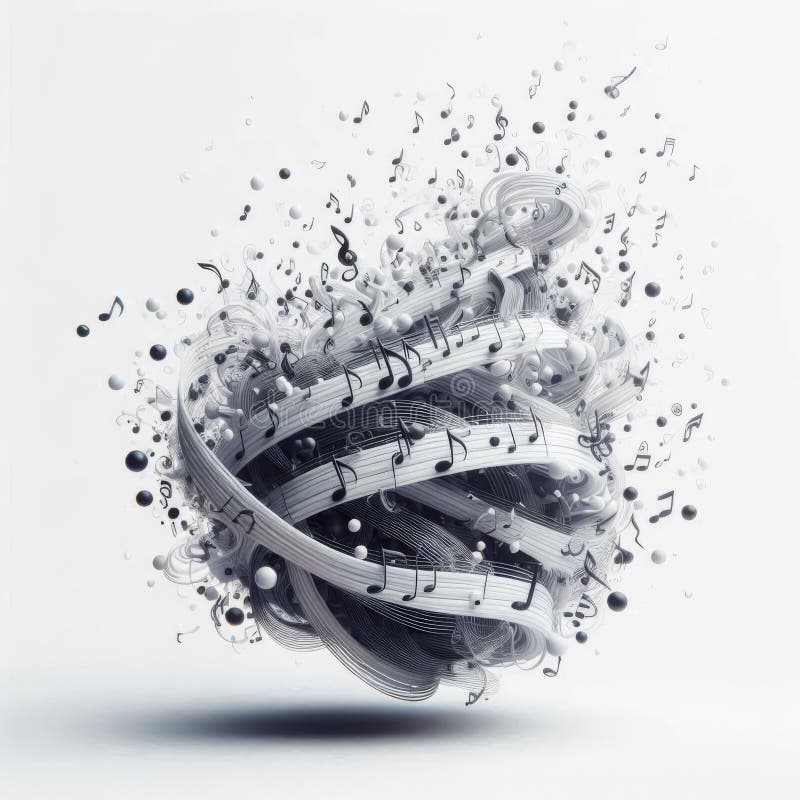 Floating Music Notes Gently Drift Across a Clean White Backdrop ...