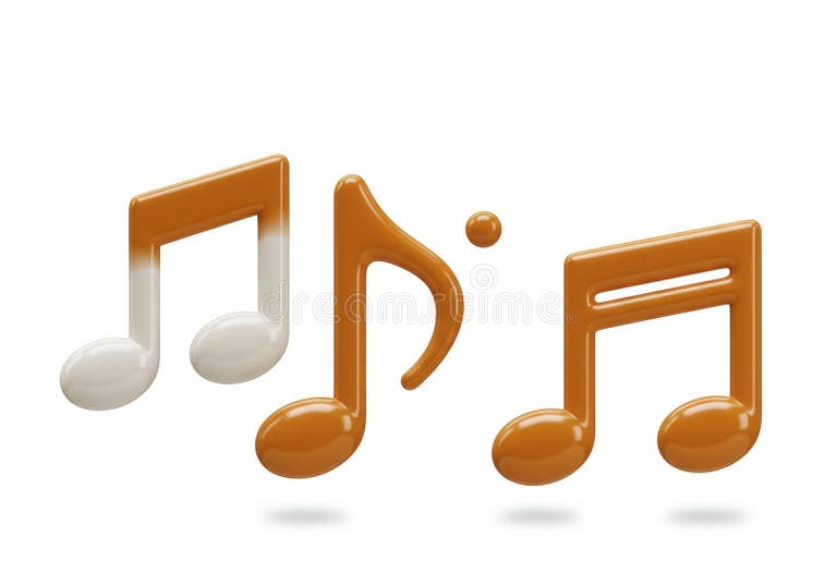 Floating Music Notes Glossy Rendering on White Background Stock ...