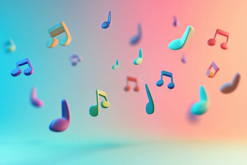 Colorful 3D Music Notes Floating in a Vibrant Gradient Background with ...