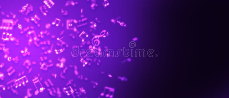 Floating Musical Notes on an Abstract Purple Background Stock ...