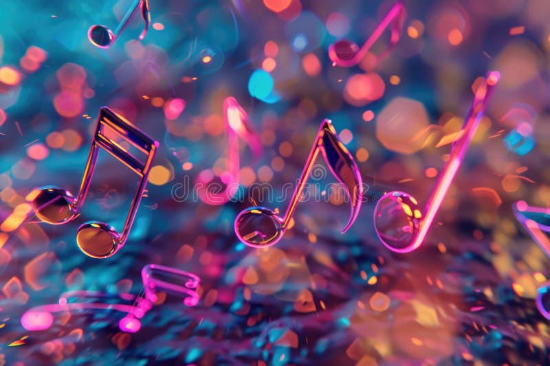 Floating Musical Notes in a Calm Atmosphere Stock Image - Image of ...