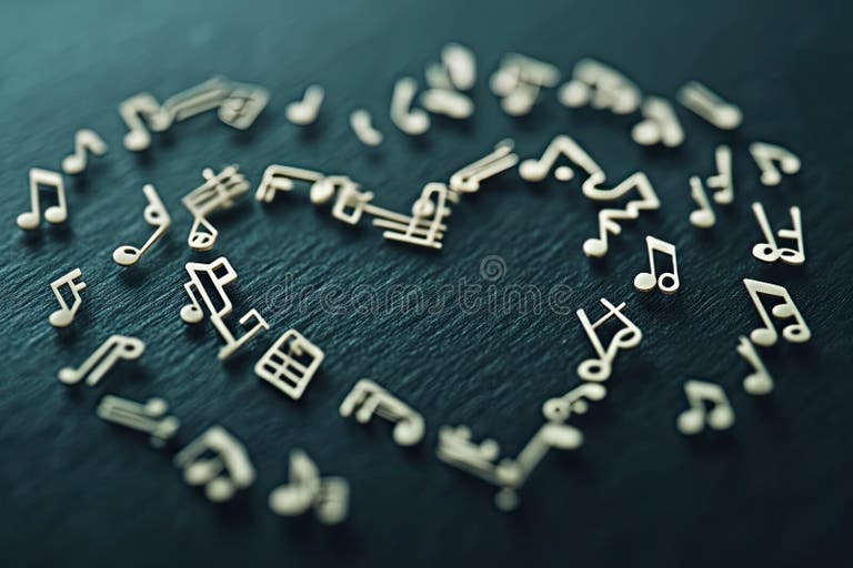 Floating Musical Notes Create a Delicate Heart in a Minimalist Artistic ...