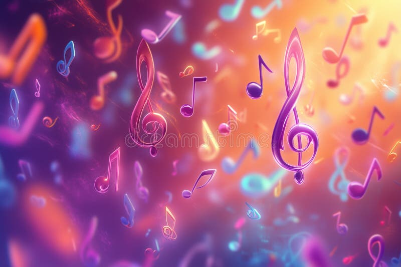 Floating Musical Notes Create a Vibrant Atmosphere in a Colorful Design ...