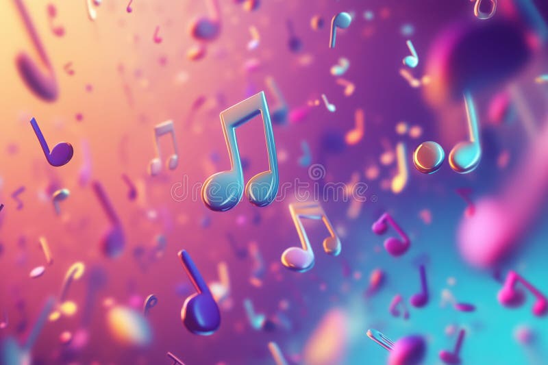 Floating Musical Notes Create a Vibrant and Colorful Background in a ...