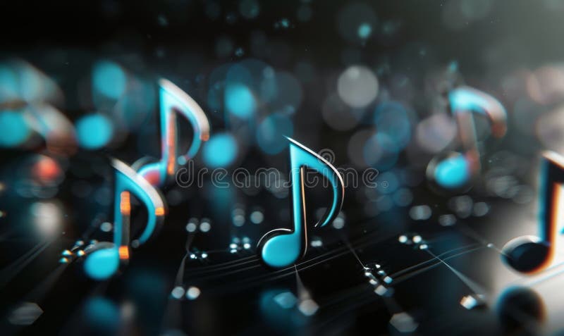 Floating Musical Notes in a Dreamy Blue Atmosphere Stock Image - Image ...
