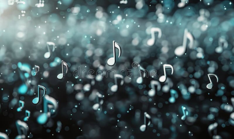 Floating Musical Notes in a Dreamy Blue Atmosphere Stock Image - Image ...