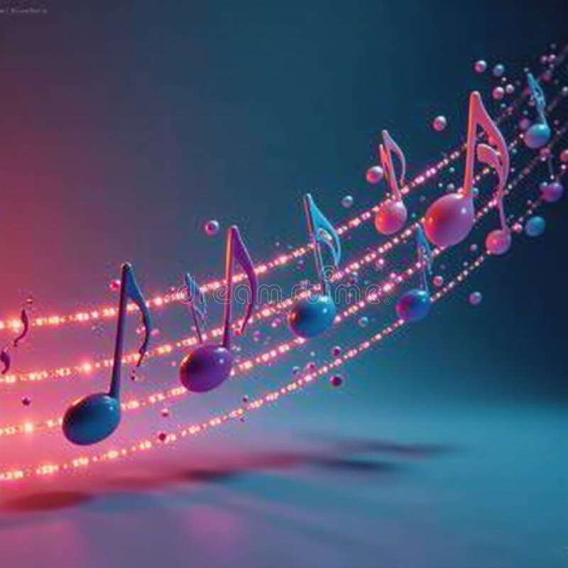 Floating Musical Notes Forming a Melodic Line on Pure White , Notes ...