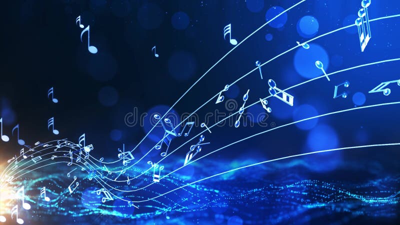 Floating Musical Notes on a Glowing Blue Stock Footage - Video of ...