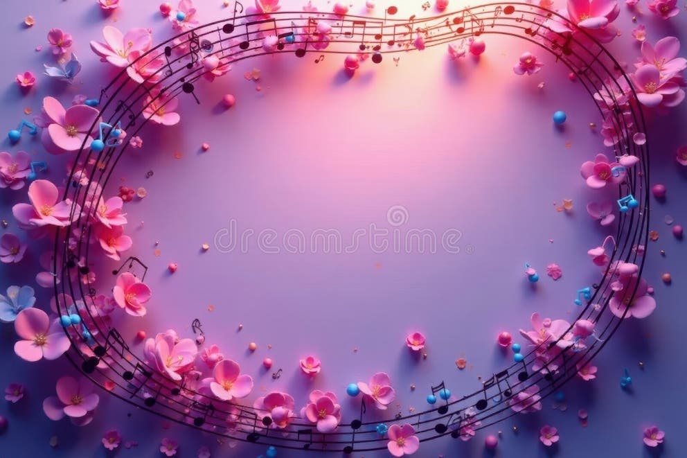 Floating Musical Notes on Purple, Side Notes Create Frame , Rhythm ...