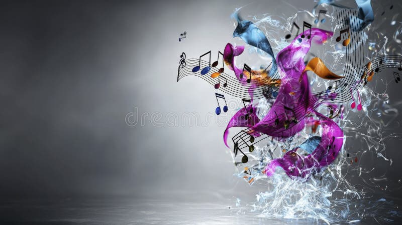 Floating Musical Notes in Vibrant Colors Dance through the Air Abstract ...