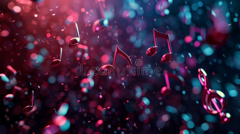 Floating Musical Notes stock illustration. Illustration of glowing ...
