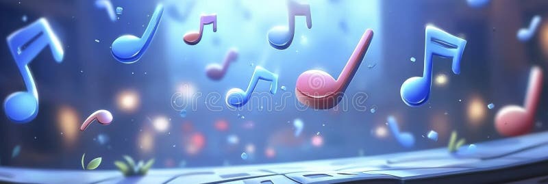 Floating Musical Notes in Whimsical, Dreamy Ambiance Stock Illustration ...
