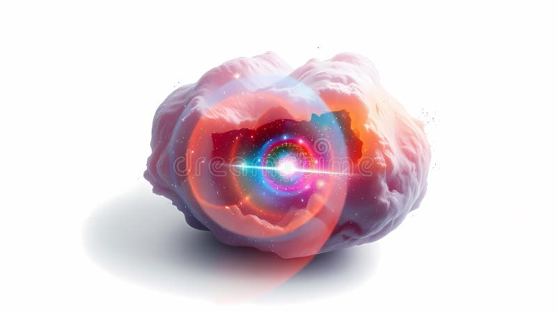 Floating Nebula Inside a Stone Graphic with Bright Center Light Stock ...