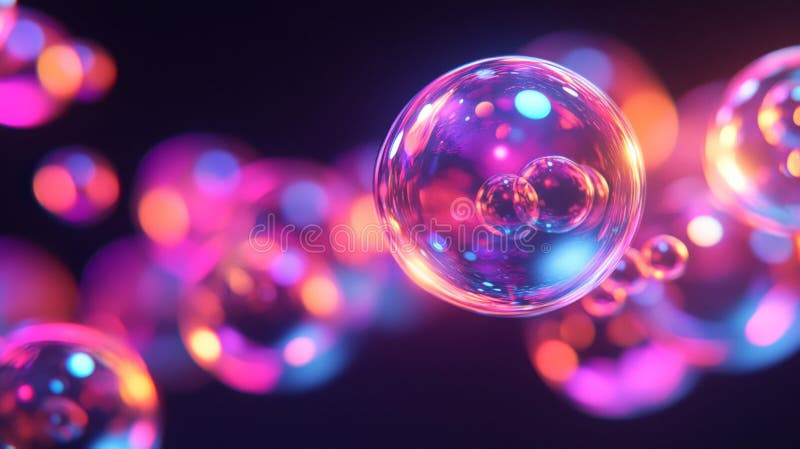 Floating Neon Bubbles Abstract Background Stock Illustration ...
