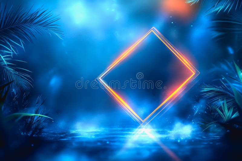 Floating Neon Frame in Dense Atmosphere Stock Image - Image of design ...