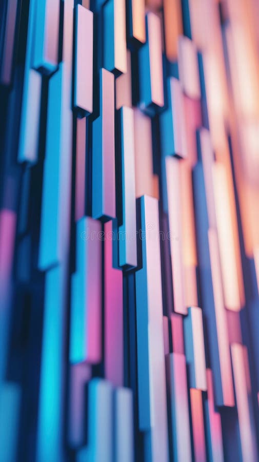 Floating Neon Shards Aligned Vertically Creating a Brilliant Abstract Background Stock ...