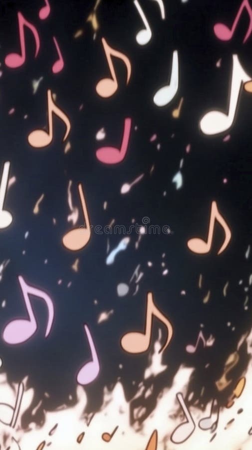 Floating Notes in a Fiery Backdrop Set a Dramatic Scene Stock ...