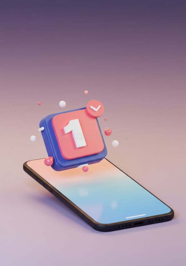 Floating Notification Icon Above Smartphone Stock Illustration ...