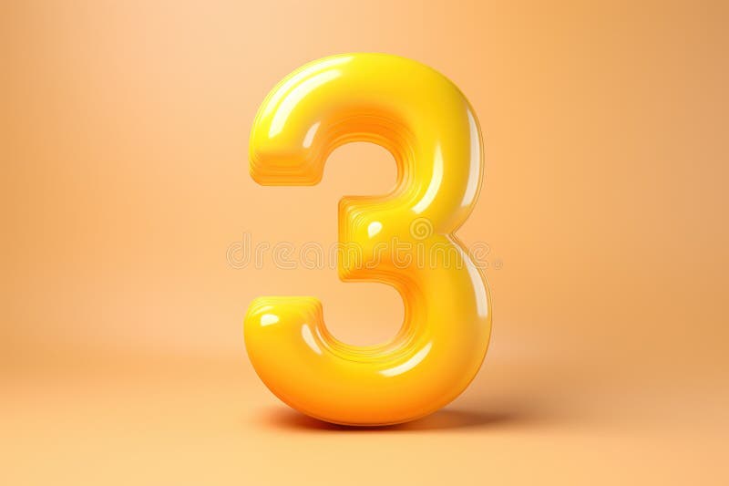 Floating Number 3 Against Yellow Background AI Generated Stock ...