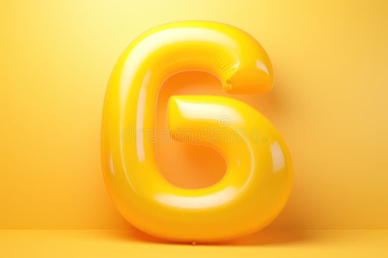 Floating Number 6 Against Yellow Background AI Generated Stock ...