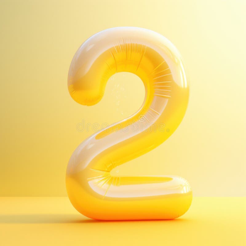 Floating Number 2 Against Yellow Background AI Generated Stock ...