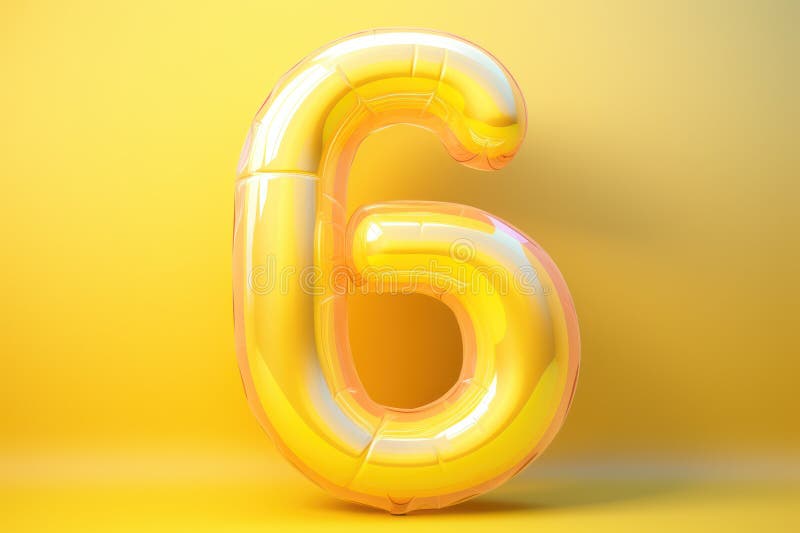 Floating Number 6 Against Yellow Background AI Generated Stock ...