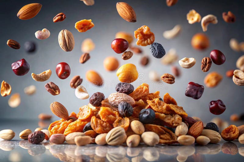 Floating Nuts and Dried Fruits – Suspended Mid-air, Falling Effect ...