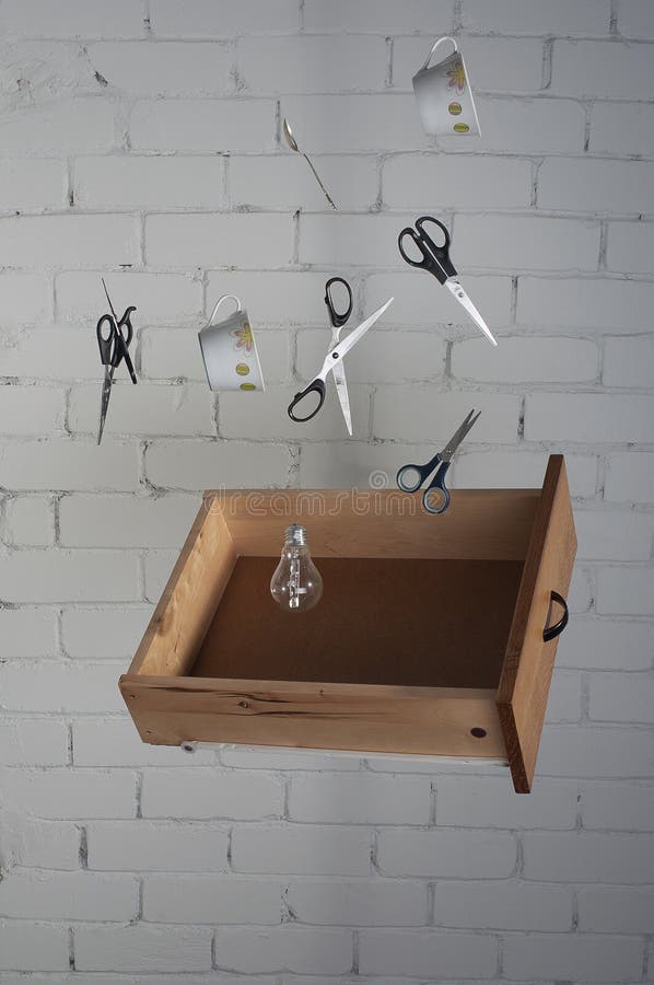 Floating objects stock image. Image of drawer, lamp, objects - 39371545