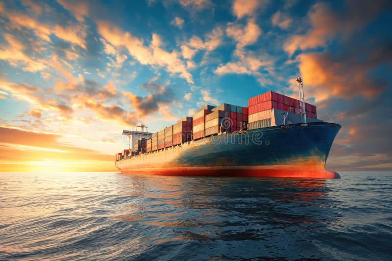 Floating in Ocean are Colorful Cargo Containers Loaded into an ...