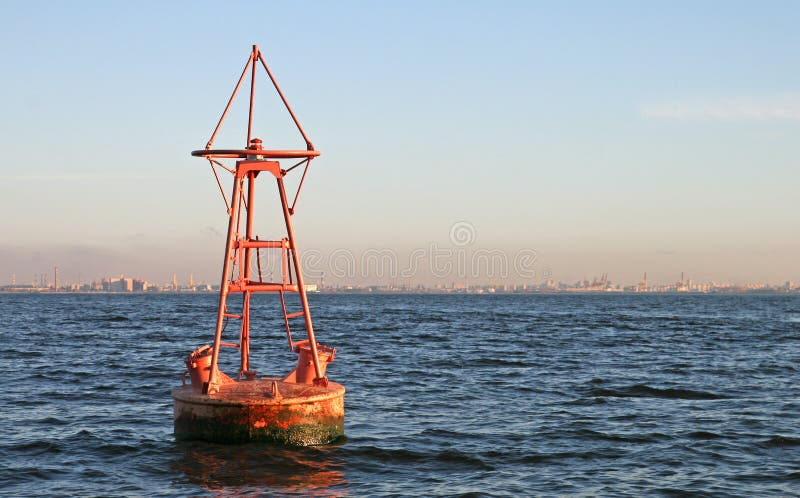 Floating old red buoy stock photo. Image of canal, light - 28085938