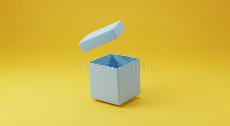 Floating Open Blue Box Yellow Background Stock Photos - Free & Royalty ...
