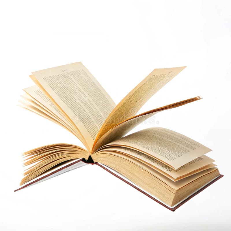 Floating Open Book Isolated on White Background Stock Illustration ...