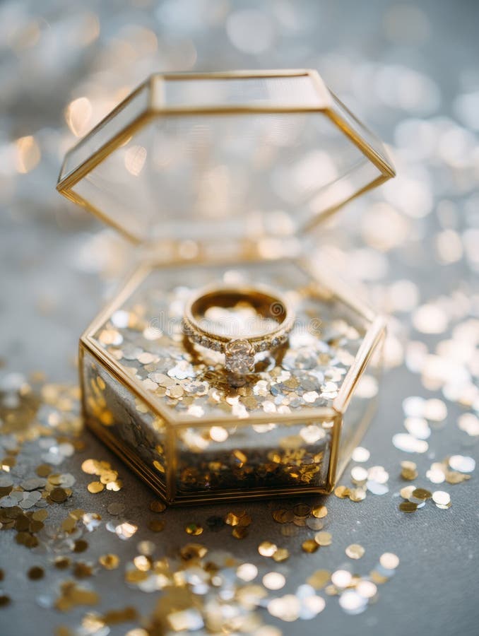 Floating Open Box Reveals a Stunning Ring Surrounded by Gold and Silver ...