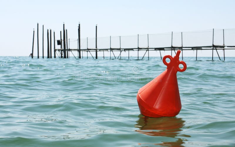 Floating orange buoy stock image. Image of limit, orange - 20936227