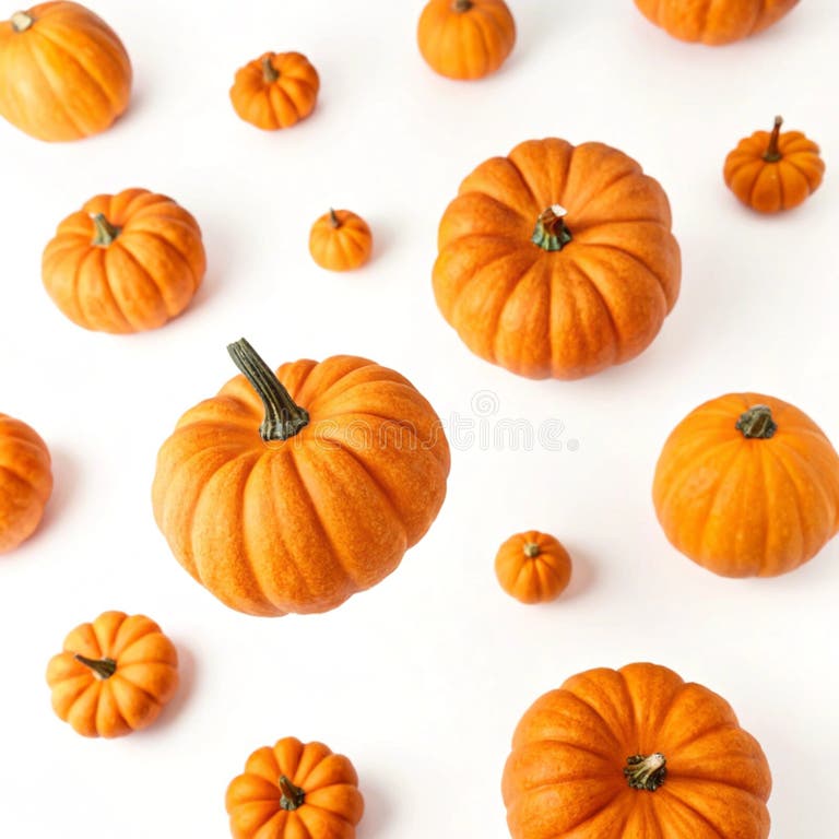Floating Orange Pumpkins in Various Sizes Stock Illustration ...