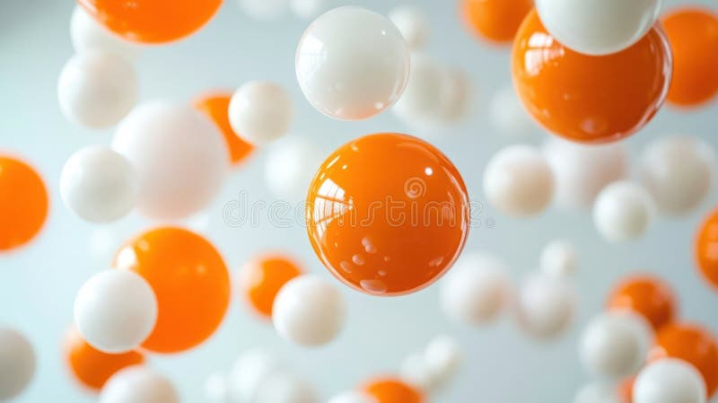 Floating Orange and White Balls Suspended in Mid-air Stock Illustration ...