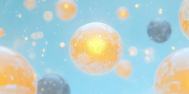 Floating orbs in blue stock illustration. Illustration of graphic ...