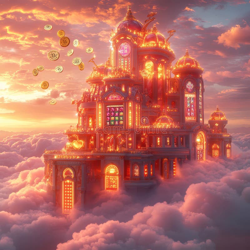 A Floating, Ornate Palace Filled with Activity and Set Against a ...