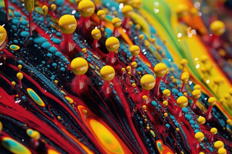 Floating Paint Droplets Forming Vivid Patterns Stock Illustration ...