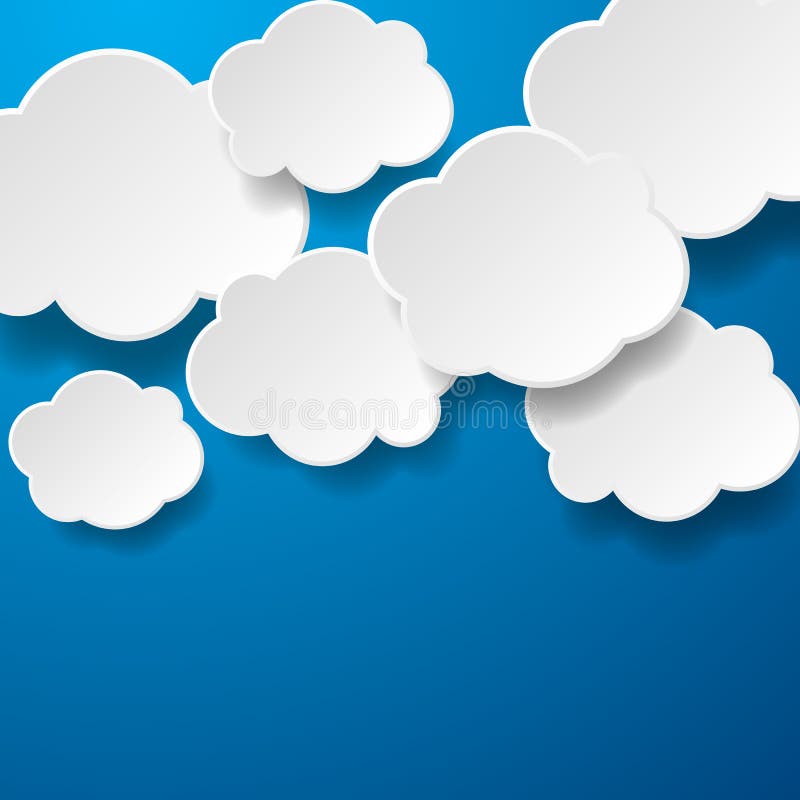 Floating Paper Clouds Background Stock Vector - Illustration of blank ...