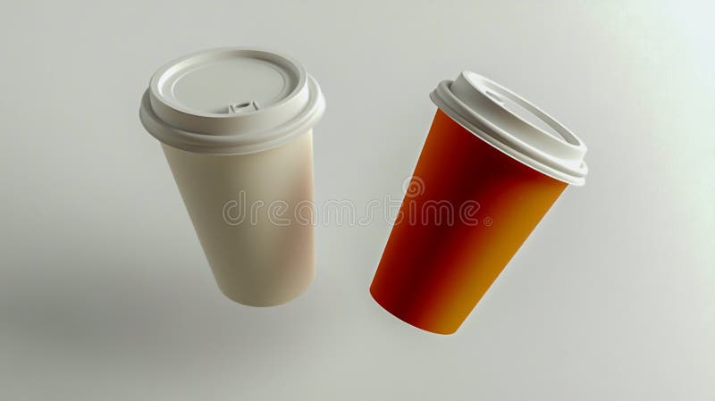 Floating Paper Coffee Cups â€ Top View Render Stock Illustration ...