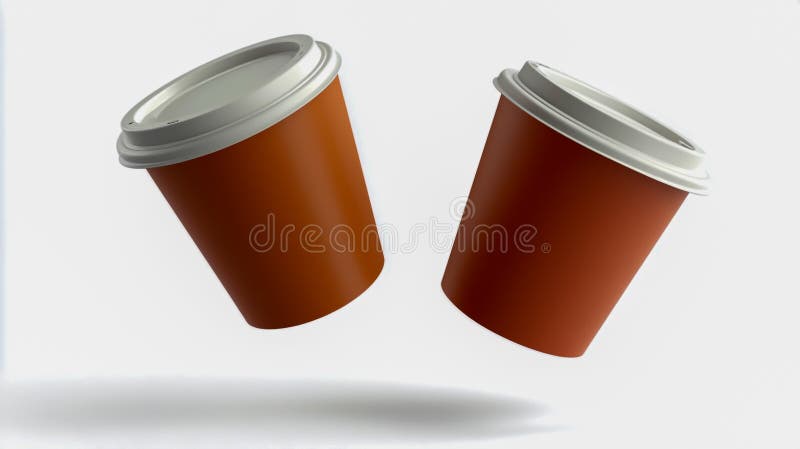 Floating Paper Coffee Cups â€ Top View Render Stock Illustration ...