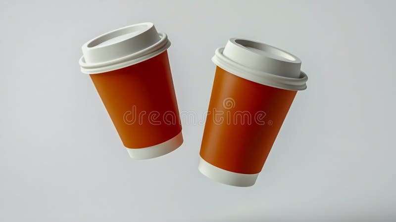 Floating Paper Coffee Cups â€ Top View Render Stock Illustration ...