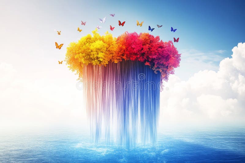 A Floating Paradise Island, Complete with Colorful Trees and ...